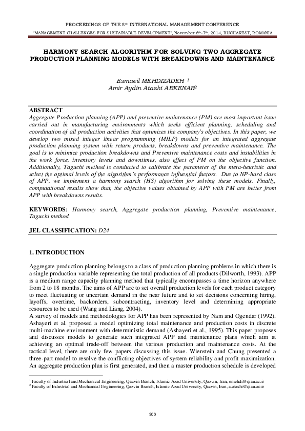 (PDF) Harmony Search Algorithm for Solving Two Aggregate Production ...