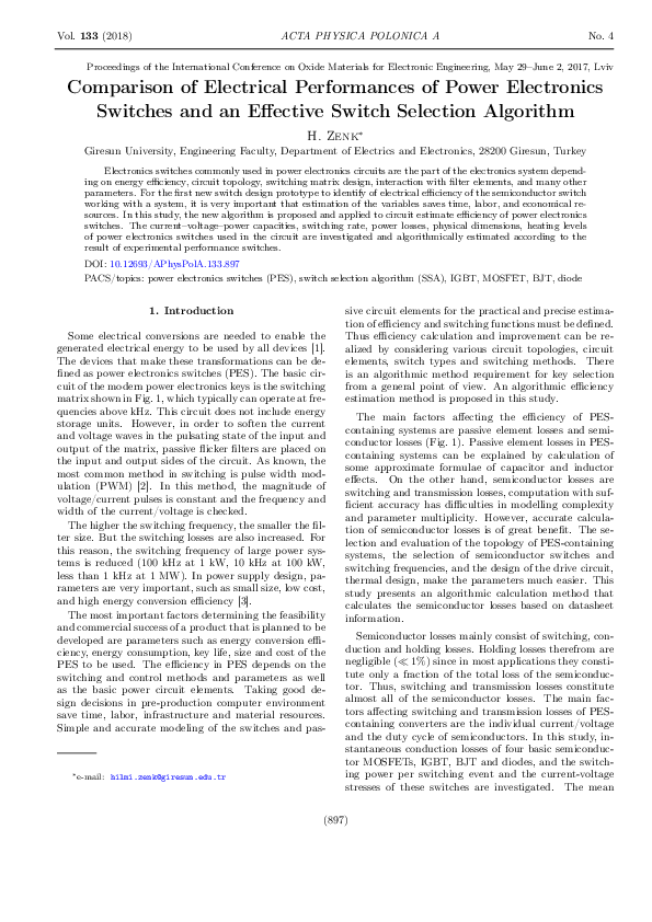 (PDF) Comparison of Electrical Performances of Power Electronics ...