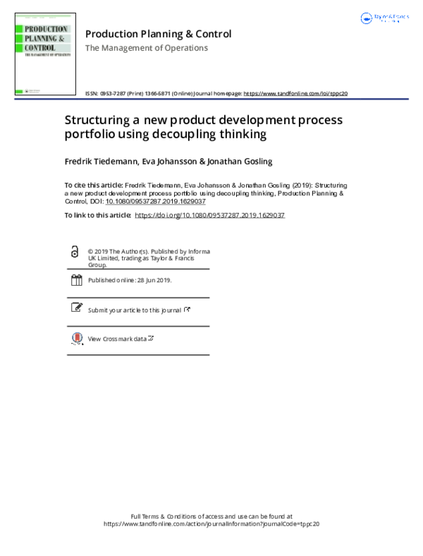 (PDF) Structuring a new product development process portfolio using decoupling thinking