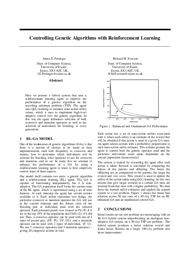 (PDF) Controlling Genetic Algorithms With Reinforcement Learning
