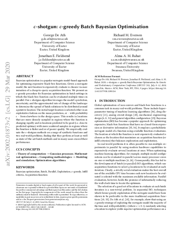 (PDF) ϵ-shotgun: ϵ-greedy Batch Bayesian Optimisation