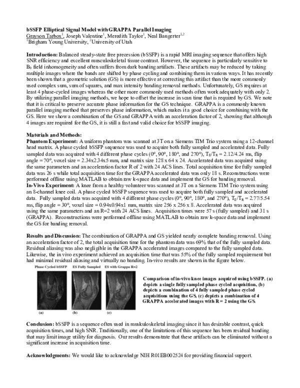 (PDF) bSSFP Elliptical Signal Model with GRAPPA Parallel Imaging | Neal ...
