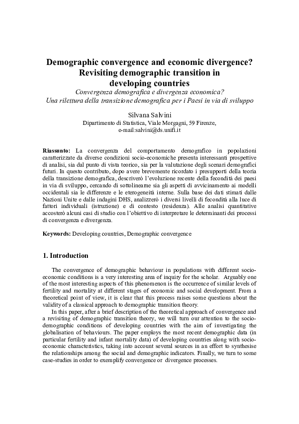 (PDF) Demographic convergence and economic divergence? Revisiting ...