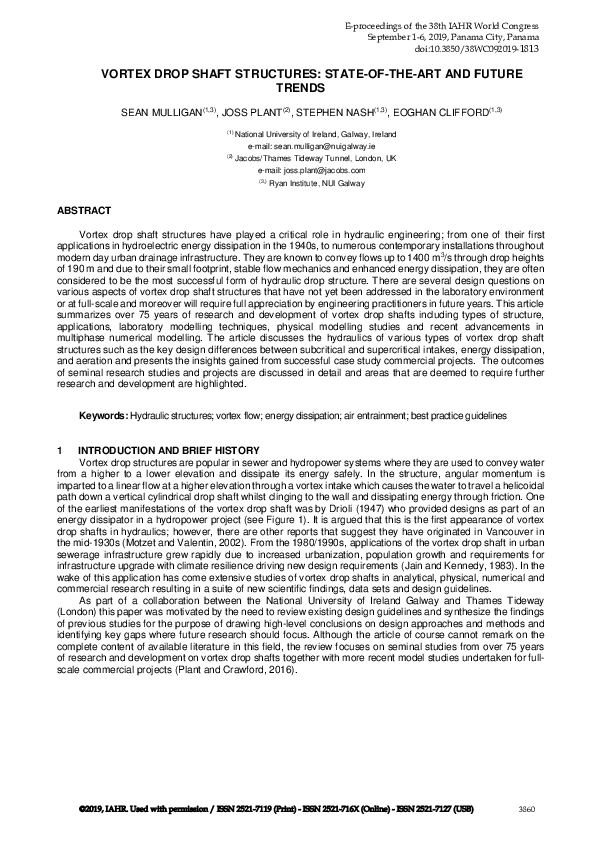 (PDF) Vortex Drop Shaft Structures: State-Of-The-Art and Future Trends