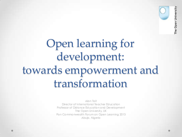 (PDF) Asa Briggs Lecture: Open Learning for Development: Towards ...