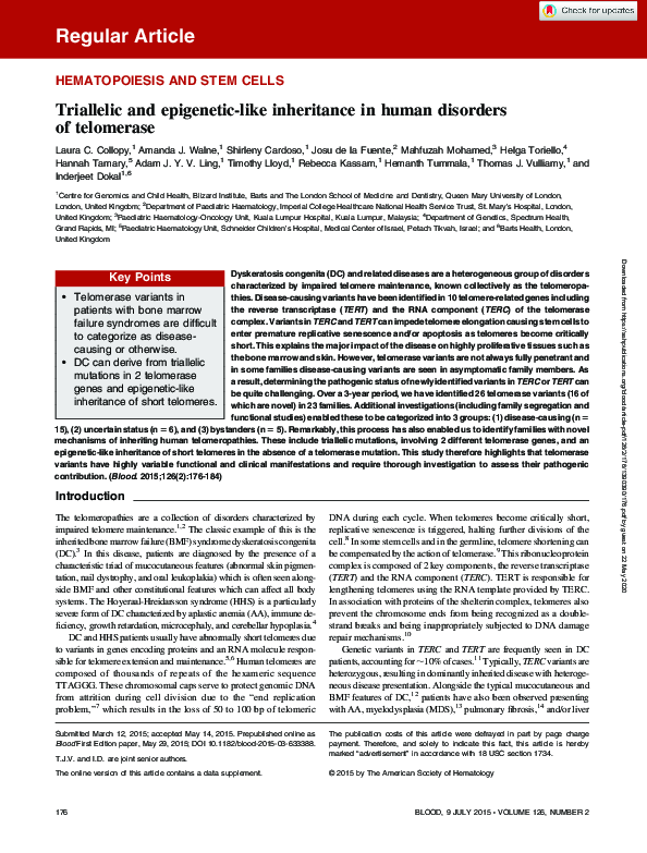 Triallelic and epigenetic-like inheritance in human disorders of telomerase