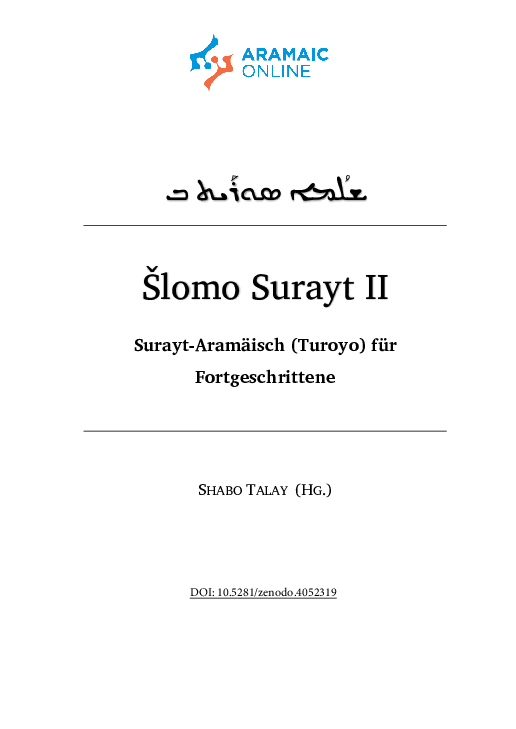 (PDF) Šlomo Surayt II Surayt-Aramäisch (Turoyo) für Fortgeschritten - B