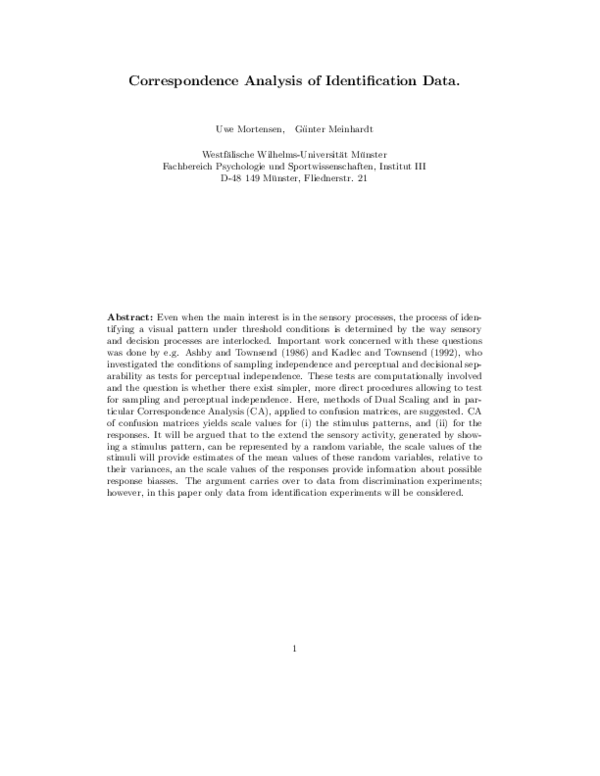 (PDF) Correspondence Analysis of Identification Data