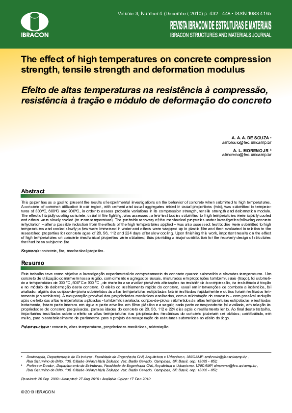 (PDF) The effect of high temperatures on concrete compression strength ...