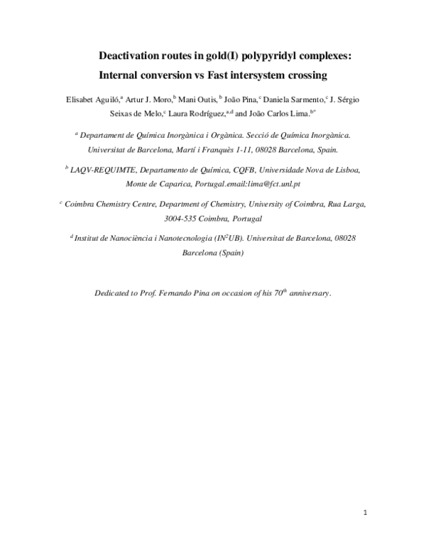 (PDF) Deactivation Routes in Gold(I) Polypyridyl Complexes: Internal ...