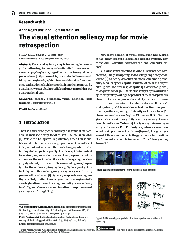 (PDF) The visual attention saliency map for movie retrospection | Piotr ...