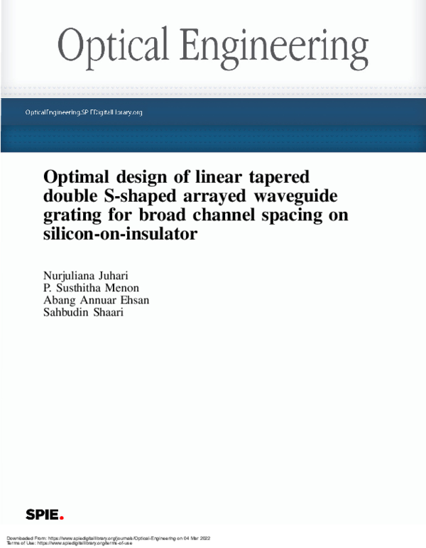 (PDF) Optimal design of linear tapered double S-shaped arrayed waveguide grating for broad ...
