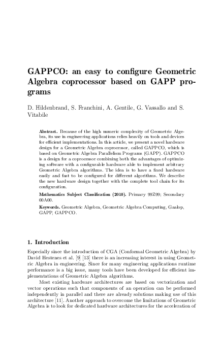 (PDF) GAPPCO: An Easy to Configure Geometric Algebra Coprocessor Based ...