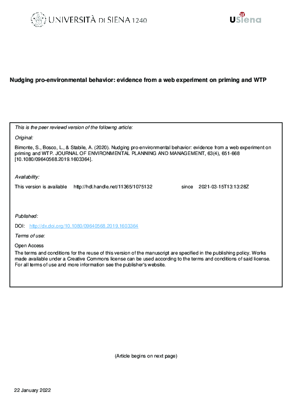 (PDF) Nudging pro-environmental behavior: evidence from a web ...