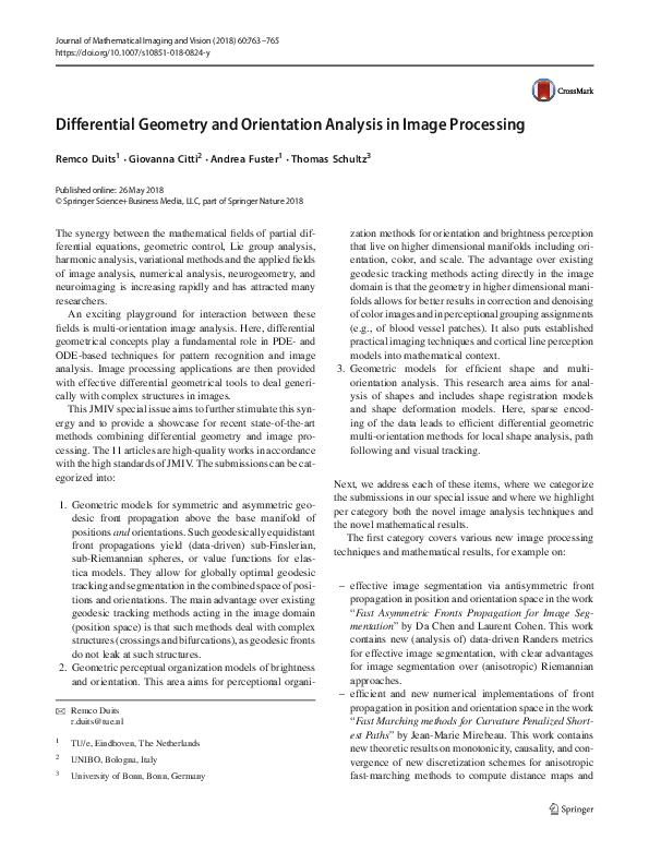 (PDF) Differential Geometry and Orientation Analysis in Image Processing