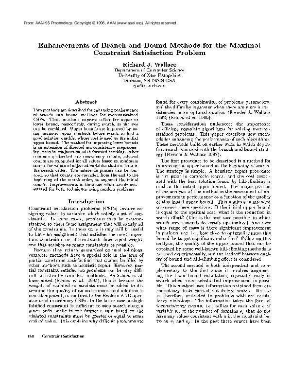 (PDF) Enhancements of Branch and Bound Methods for the Maximal Constraint Satisfaction Problem