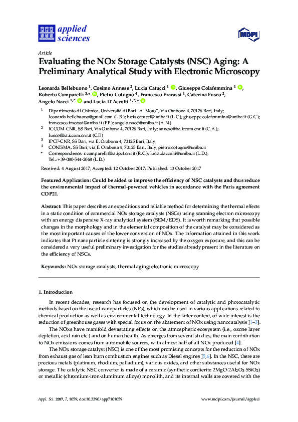 (PDF) Evaluating the NOx Storage Catalysts (NSC) Aging: A Preliminary ...
