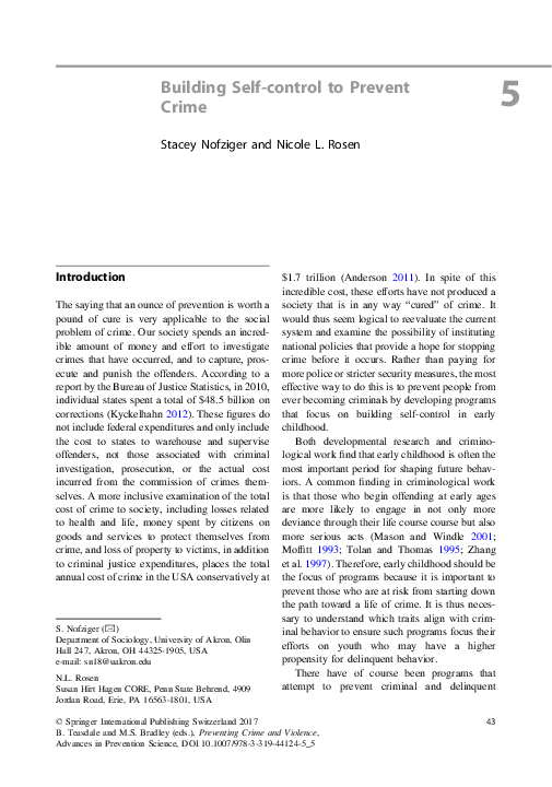 (PDF) Building Self-control to Prevent Crime