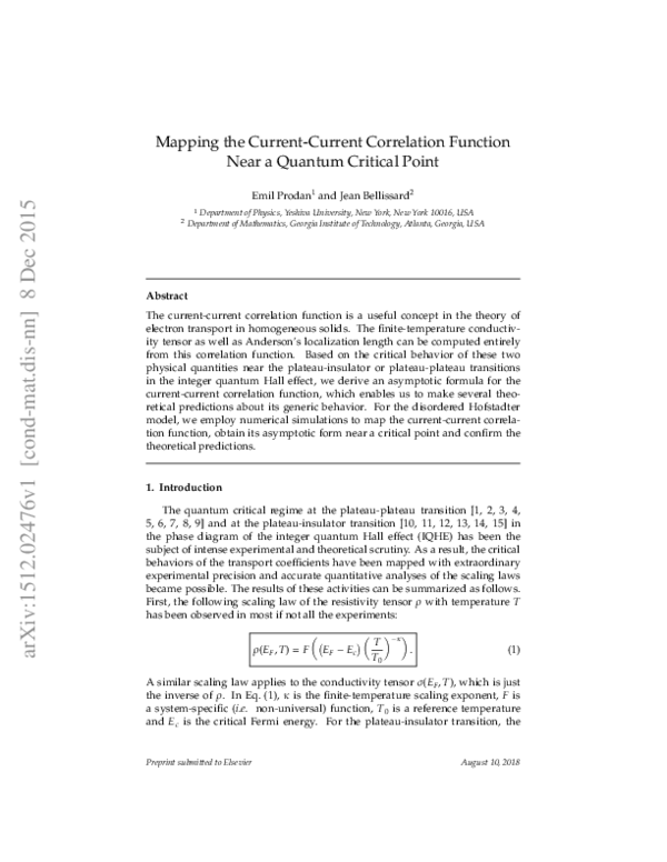 Pdf Mapping The Current Current Correlation Function Near A Quantum
