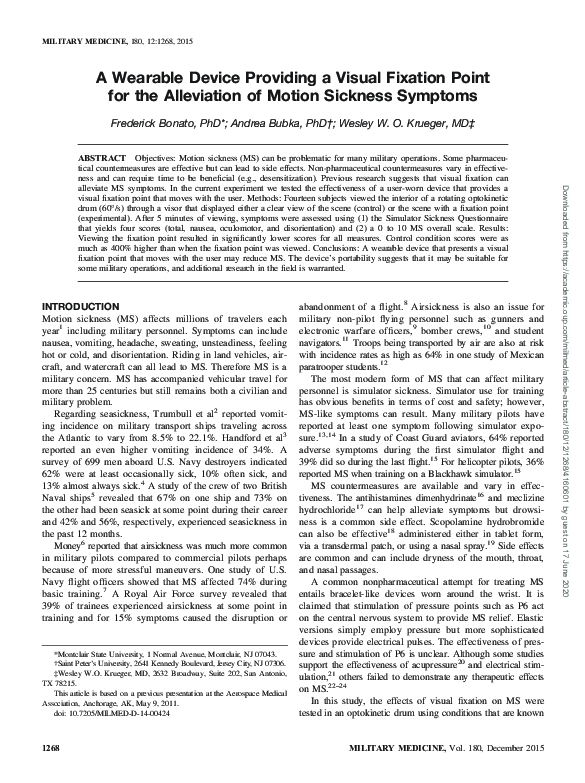 (PDF) A Wearable Device Providing a Visual Fixation Point for the ...