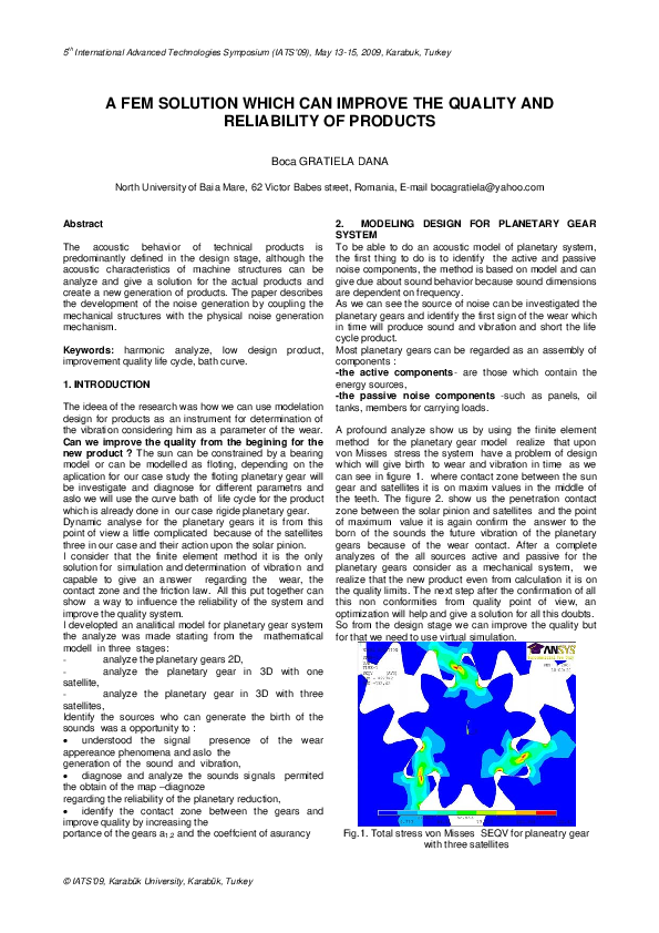 (PDF) A Fem Solution Which Can Improve the Quality and Reliability of ...