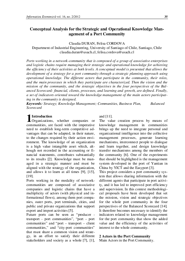 (PDF) Conceptual Analysis for the Strategic and Operational Knowledge ...