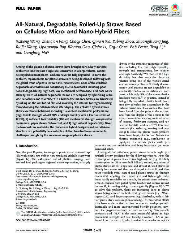 (PDF) All-Natural, Degradable, Rolled-Up Straws Based on Cellulose ...