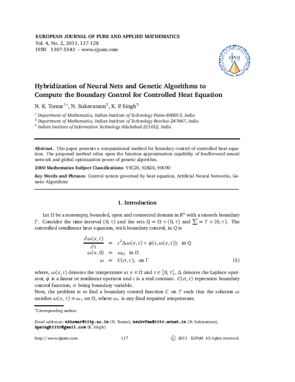 (PDF) Hybridization of Neural Nets and Genetic Algorithms to Compute the Boundary Control for ...