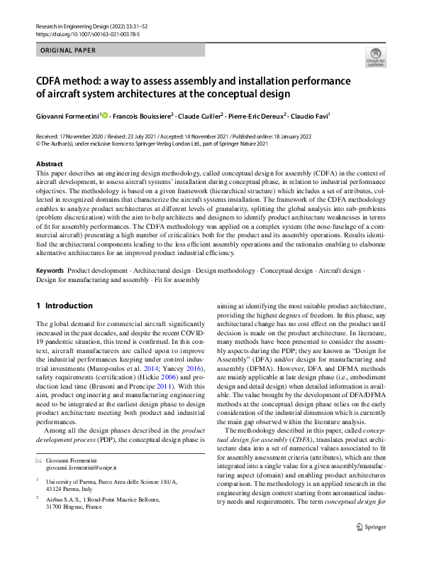 (PDF) CDFA method: a way to assess assembly and installation ...
