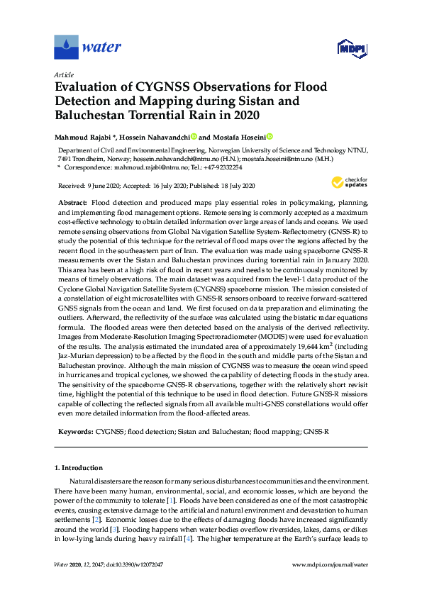 (PDF) Evaluation of CYGNSS Observations for Flood Detection and Mapping ...