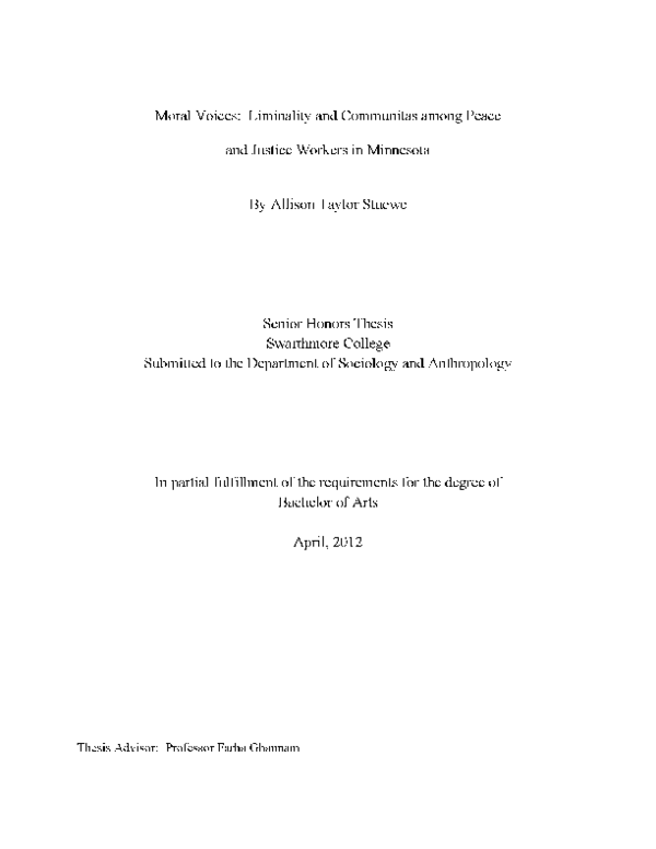 (PDF) Moral Voices: Liminality and Communitas among Peace and Justice ...