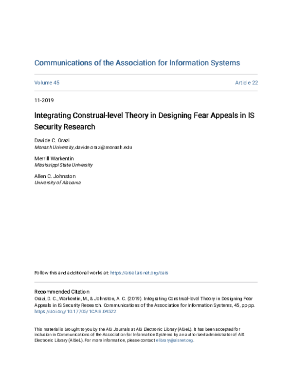 (PDF) Integrating Construal-level Theory in Designing Fear Appeals in ...
