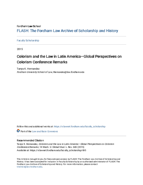 (PDF) Colorism and the Law in Latin America—Global Perspectives on ...