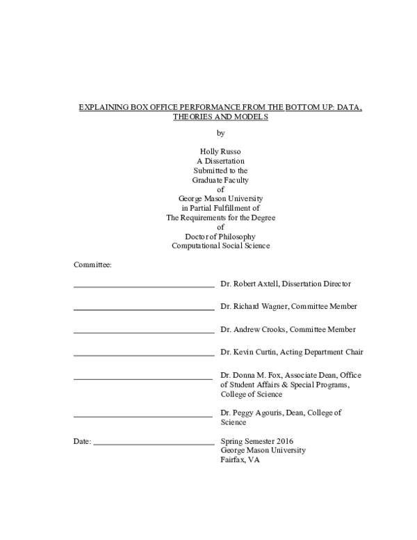 (PDF) Explaining Box Office Performance From the Bottom Up: Data ...