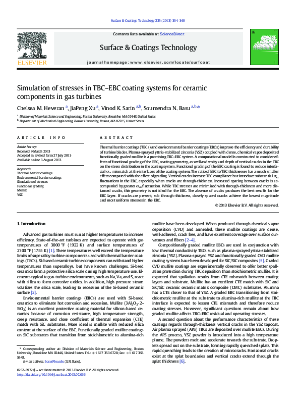 (PDF) Simulation of stresses in TBC–EBC coating systems for ceramic ...
