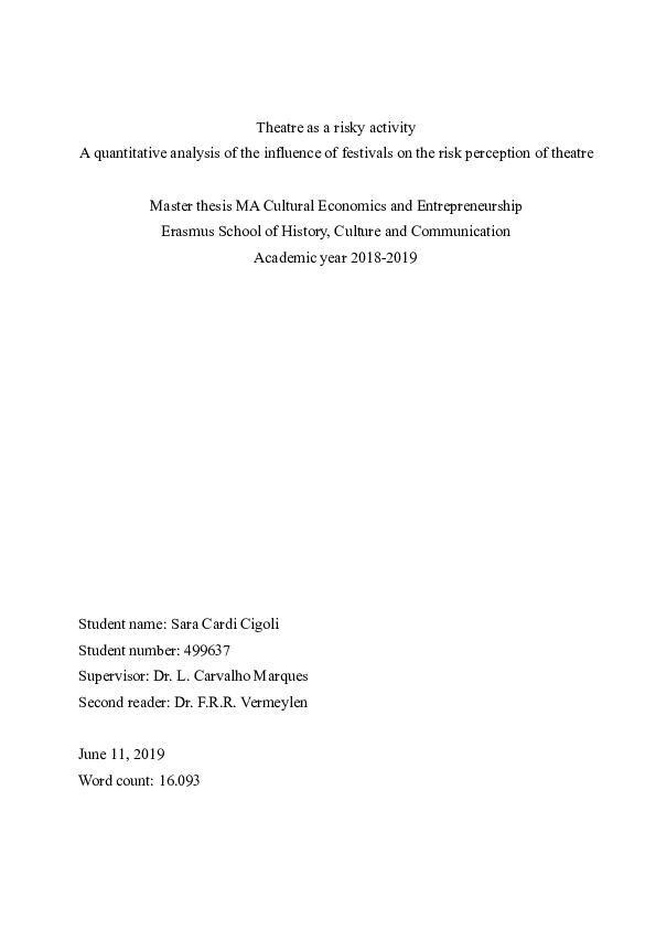 (PDF) Theatre as a risky activity A quantitative analysis of the ...
