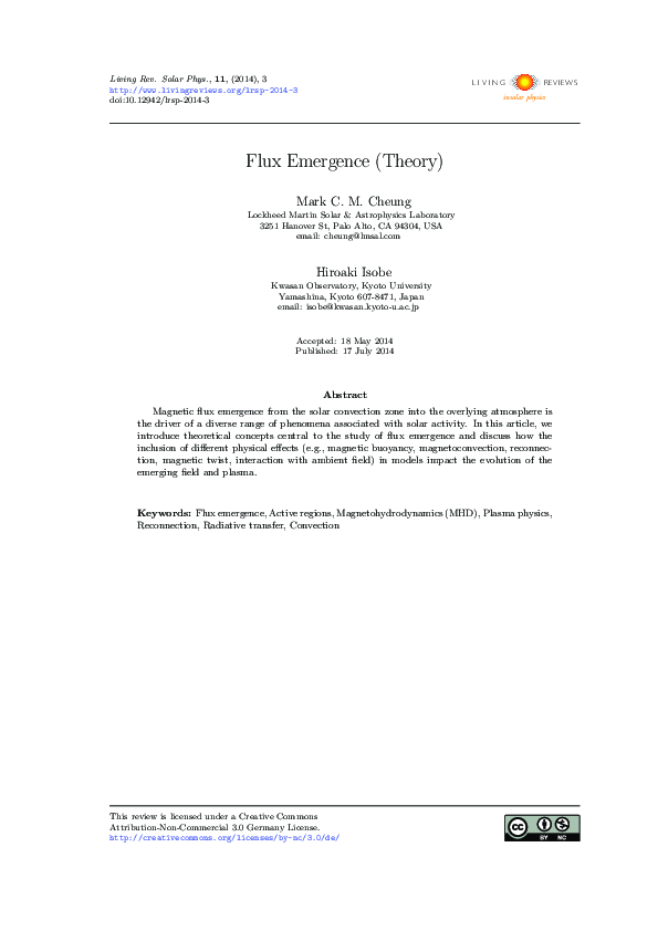 (PDF) Flux Emergence (Theory)