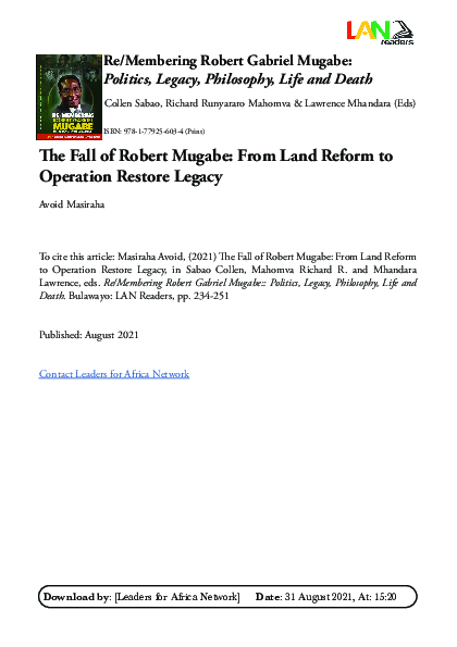 (PDF) The fall of Robert Mugabe: From Fast track Land Reform to ...