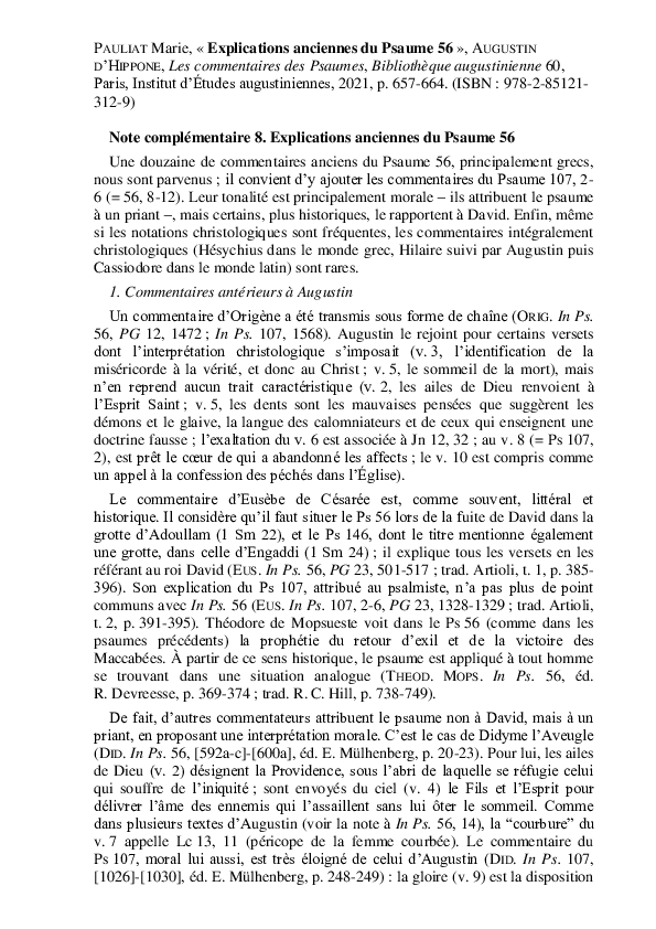 (PDF) Explications anciennes du Psaume 56