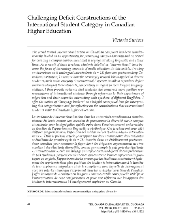 (PDF) Challenging Defi cit Constructions of the International Student ...