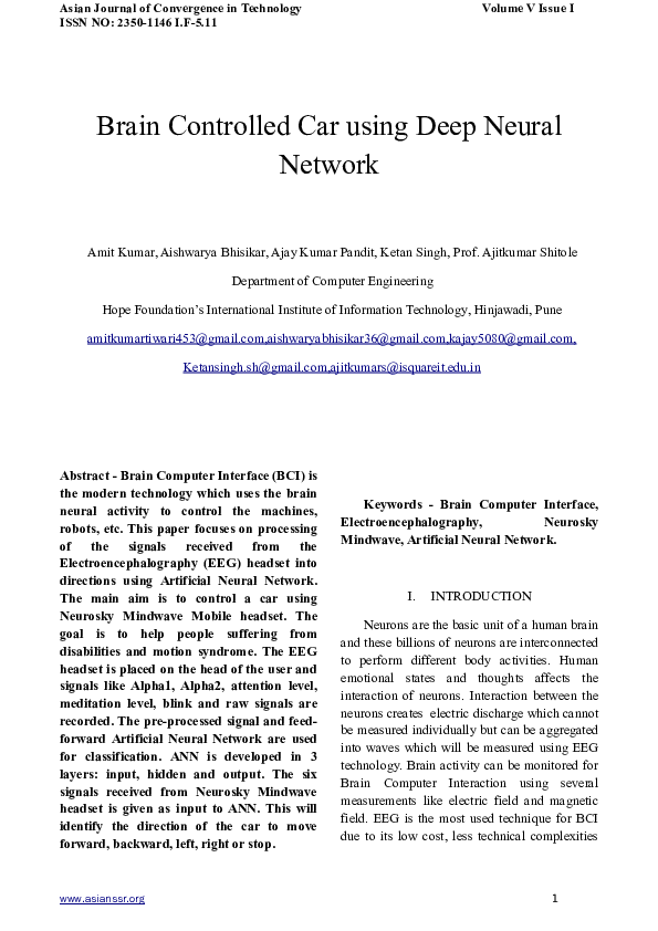 (PDF) Controlling a Car with EEG Signals via Deep Neural Networks