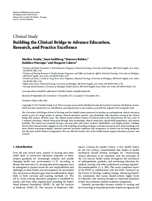 (PDF) Clinical Study Building the Clinical Bridge to Advance Education ...
