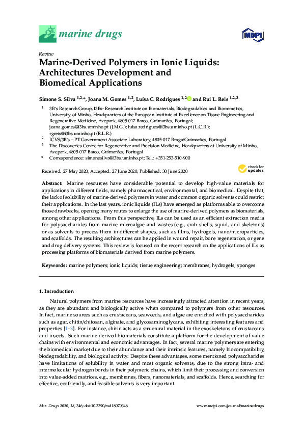 (PDF) Marine-Derived Polymers in Ionic Liquids: Architectures ...