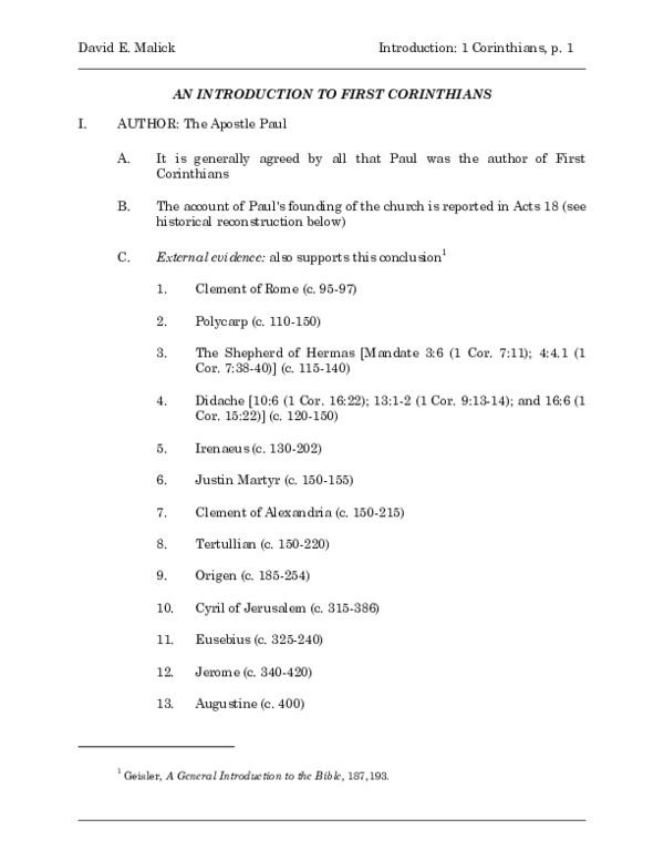 (PDF) An Introduction to First Corinthians