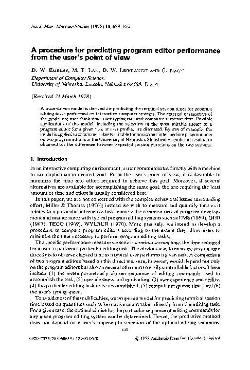 (PDF) A procedure for predicting program editor performance from the ...
