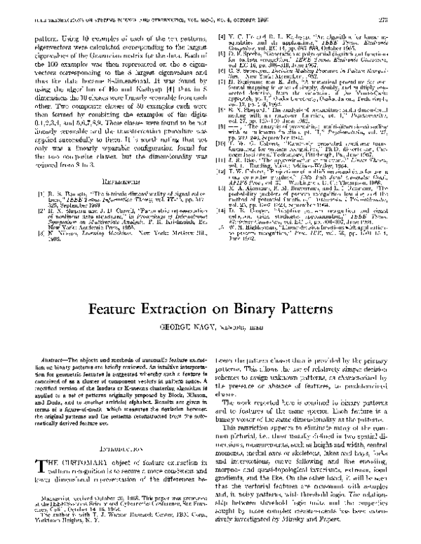 (PDF) Feature Extraction on Binary Patterns