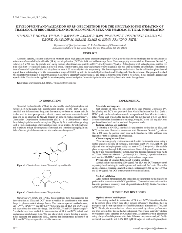 Pdf Development And Validation Of Rp Hplc Method For The Estimation