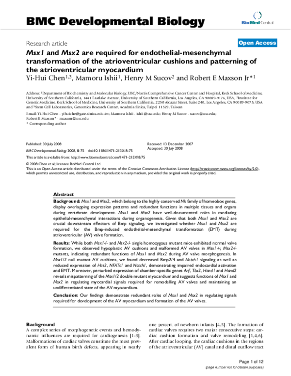 (PDF) BMC Developmental Biology BioMed Central