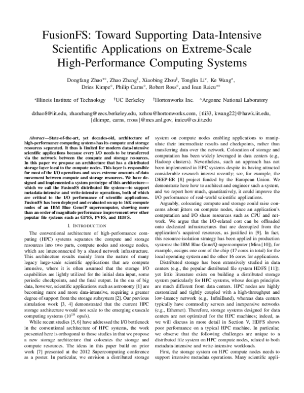 (PDF) FusionFS: Toward supporting data-intensive scientific ...