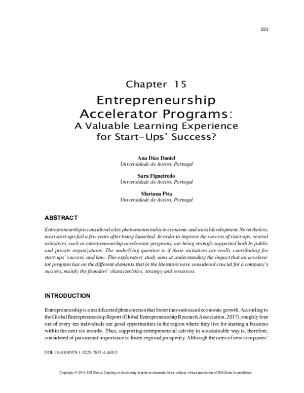 (PDF) Entrepreneurship Accelerator Programs